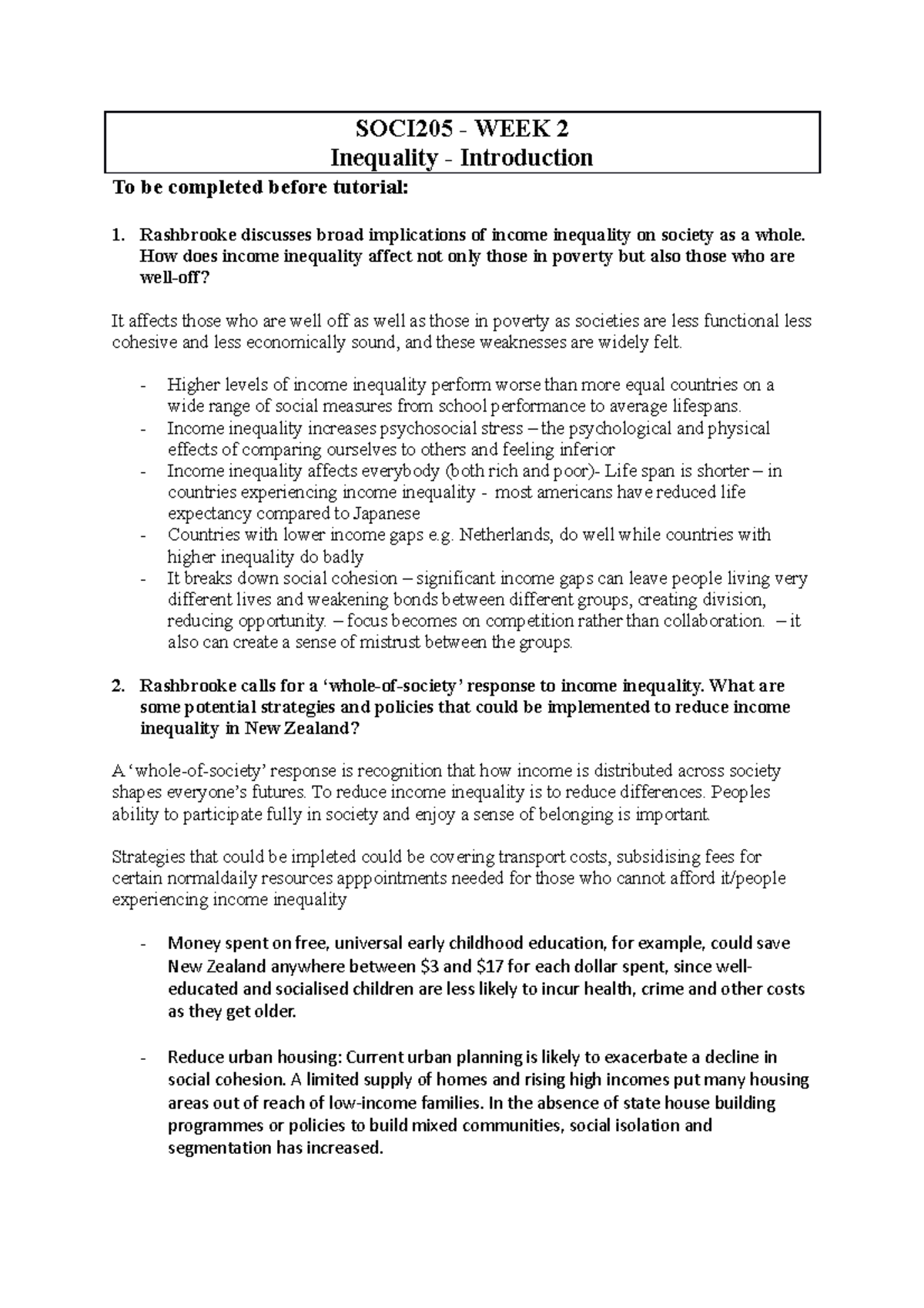 Week 2 Worksheet 2023 - SOCI205 - WEEK 2 Inequality - Introduction To ...