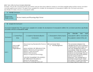 D360 Curriculum Analysis Task 1 - Scenario: You are the curriculum director at a school, and you ...