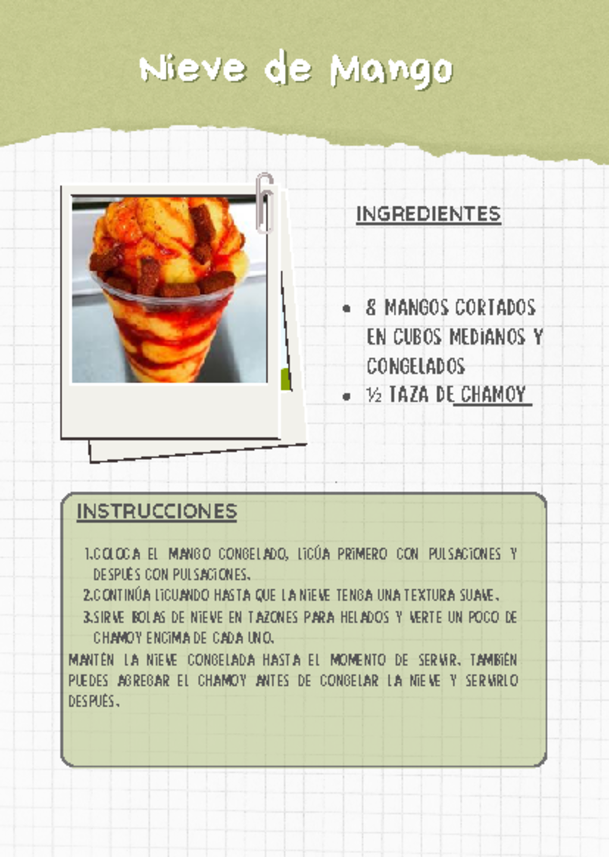 Nieve DE Mango - todo bien - Nieve de MangoNieve de Mango INGREDIENTES ...