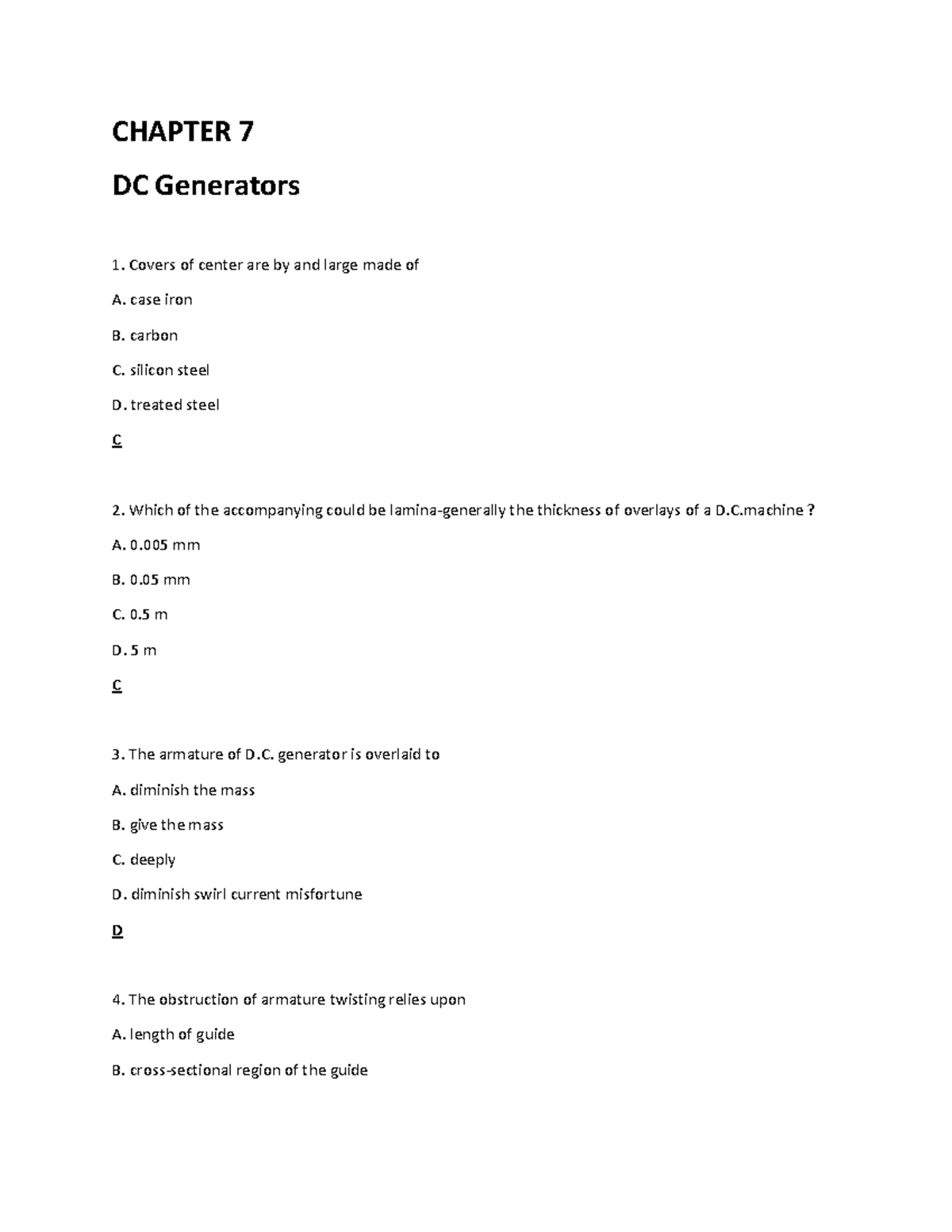 Chapter 7 DC Generators - CHAPTER 7 DC Generators Covers of center are ...