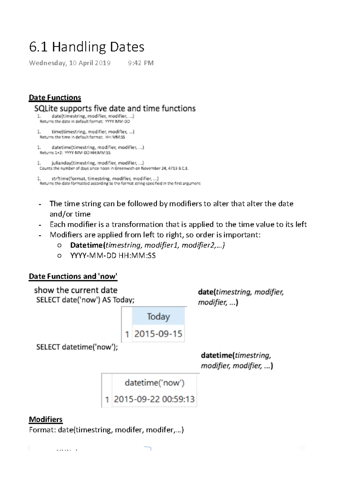 Info151 Lecture 6 Pt 1 Warning Tt Undefined Function 32 Date Functions The Time String Can 7196