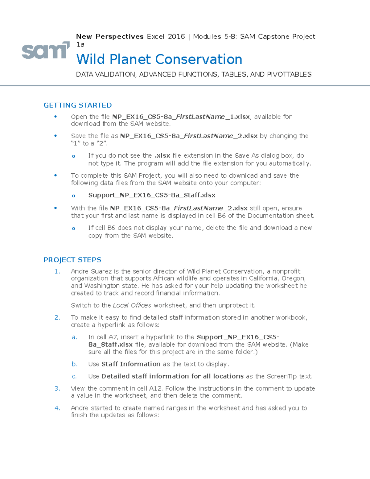 Test Instructions NP EX16 CS5-8a for a Excel - New Perspectives Excel ...