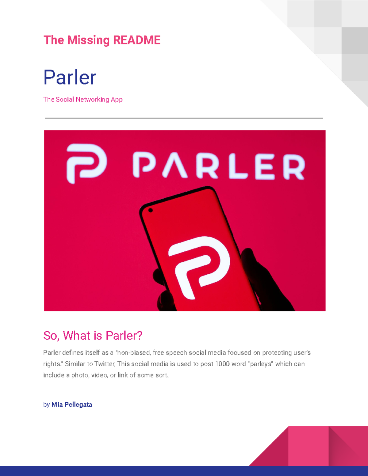 Missing Readme Midterm Project The Missing Readme Parler The Social Networking App So What Is