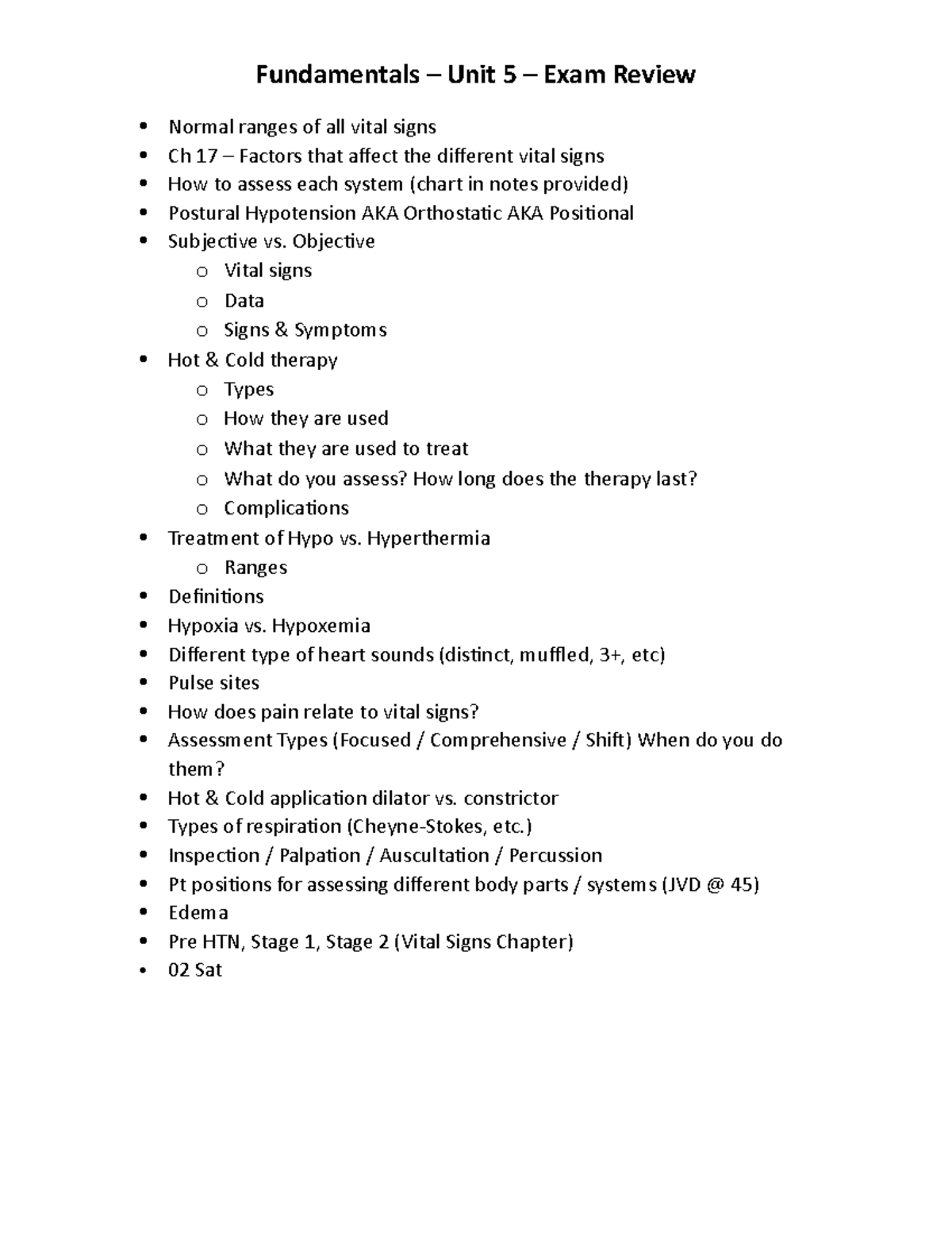 Fund. Unit 5 Exam Review - Fundamentals – Unit 5 – Exam Review Normal ...