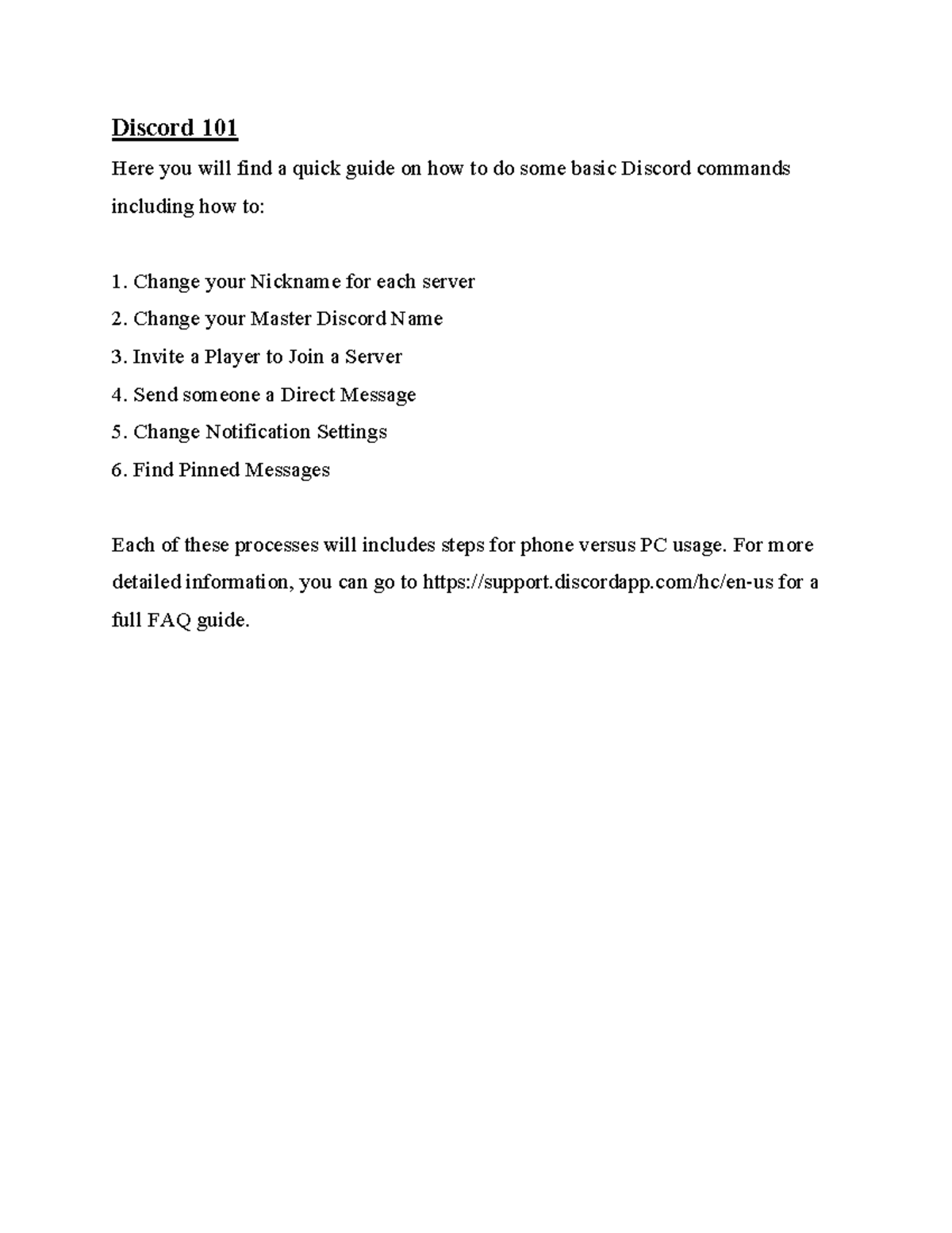 Discord 101 - Discord 101 Here you will find a quick guide on how to do ...