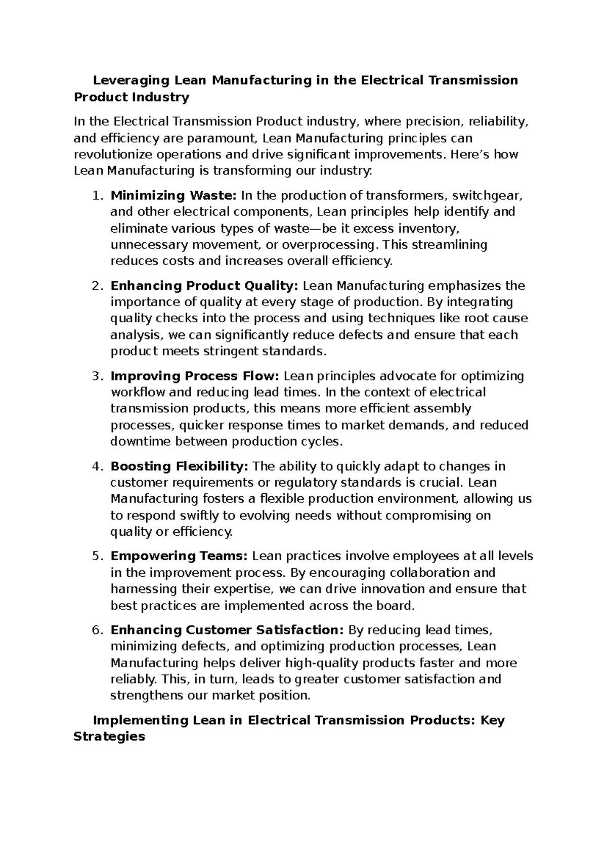 🔌 Leveraging Lean Manufacturing in the Electrical Transmission Product ...