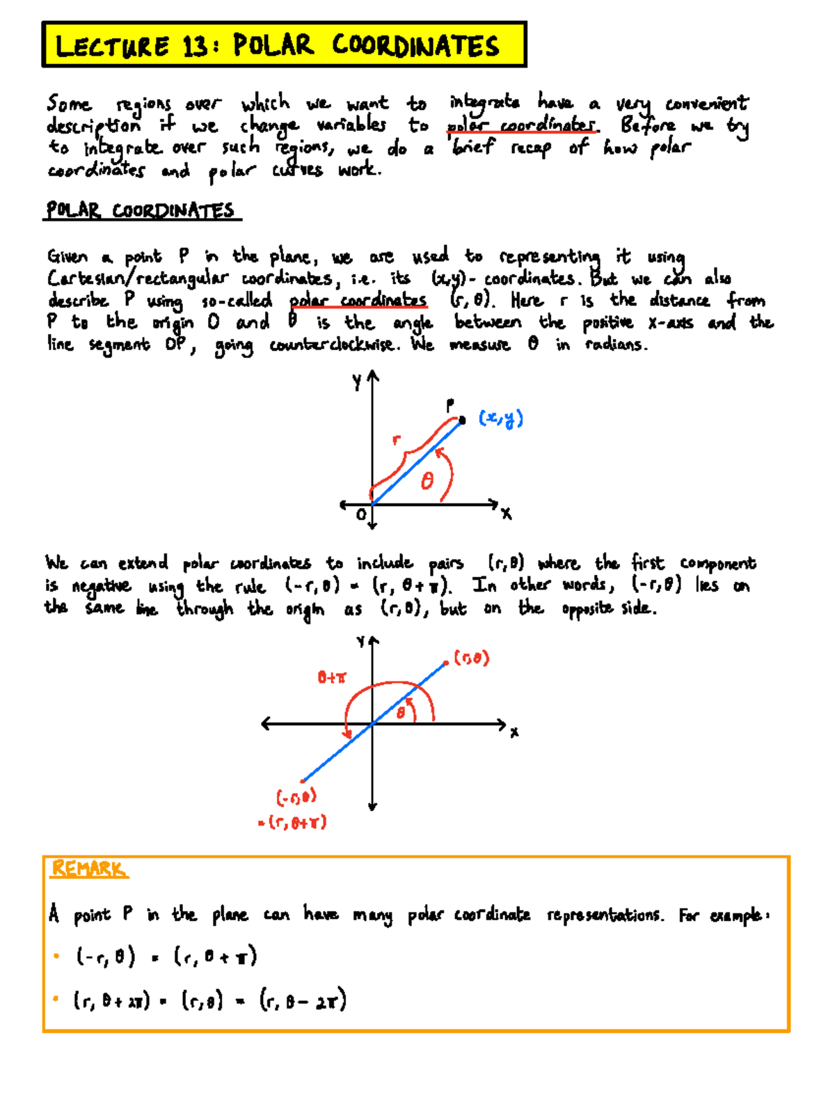 MTHS211 - Lecture 13 - Polar Coordinates - LECTURE 13 POLAR COORDINATES ...