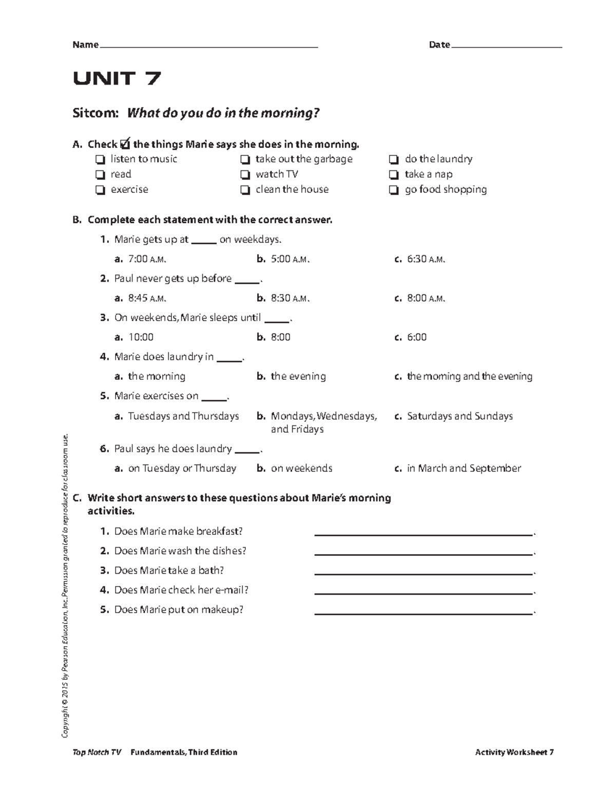 UNITn 07n Videon Worksheets 56623341 efc2607 - UNIT 7 Sitcom: What do ...