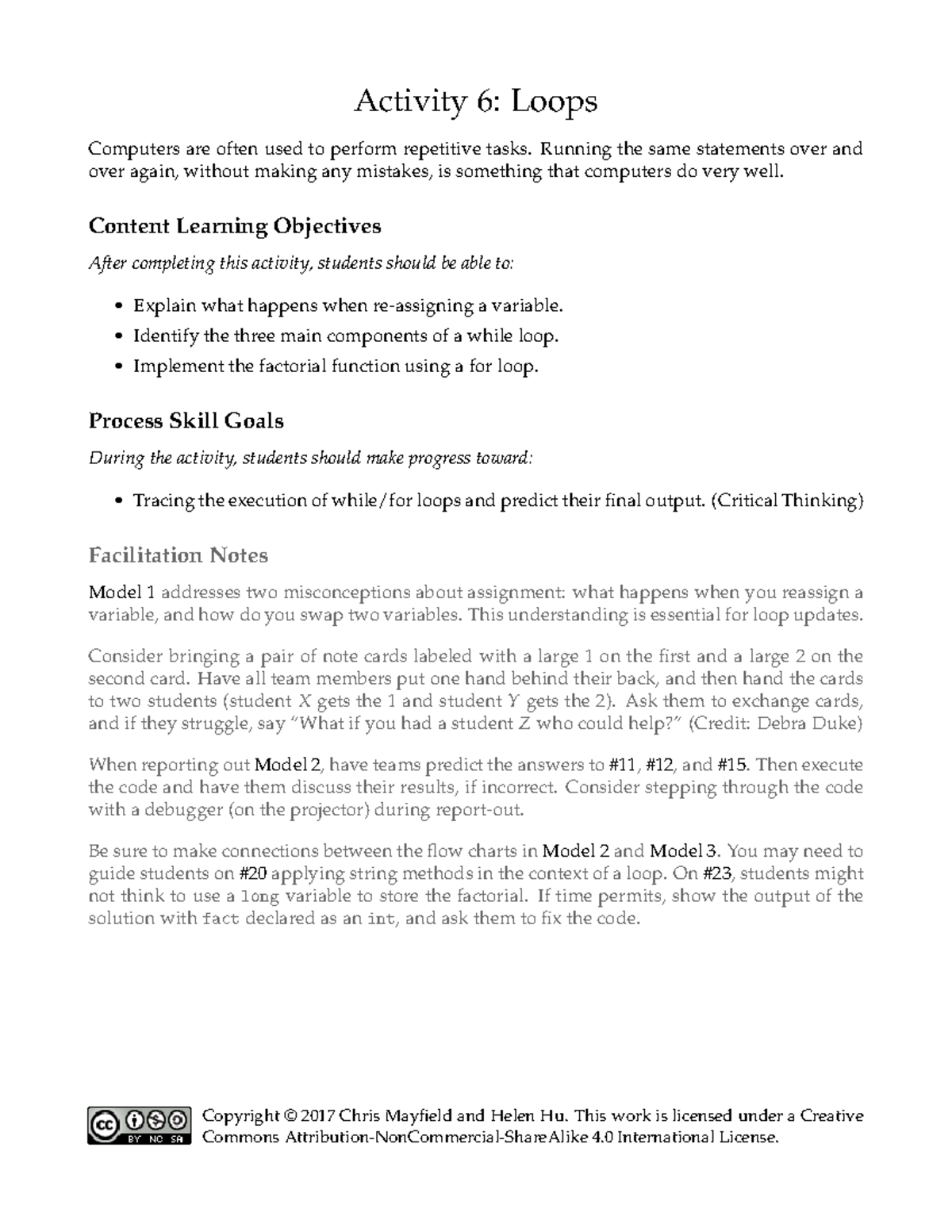 Act06-Loops Teacher - LOOPS activity sheet - Activity 6: Loops ...