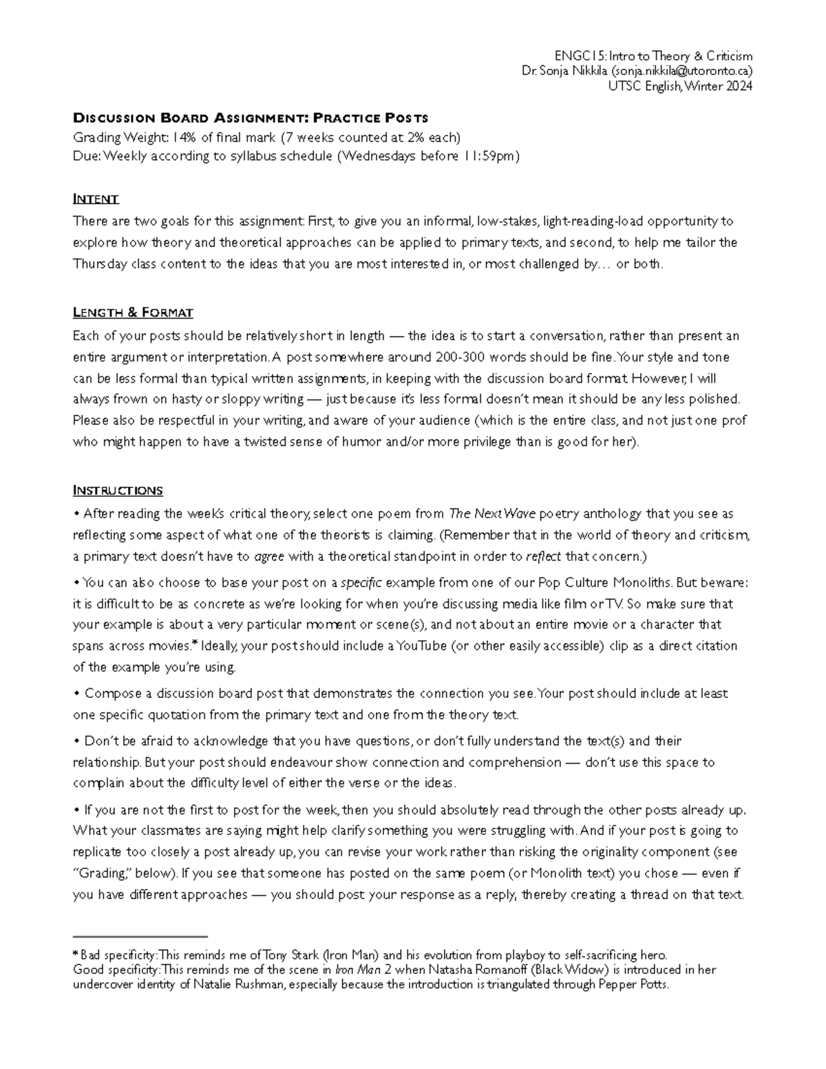 Discussion Board Instructions - ENGC15: Intro to Theory & Criticism Dr ...