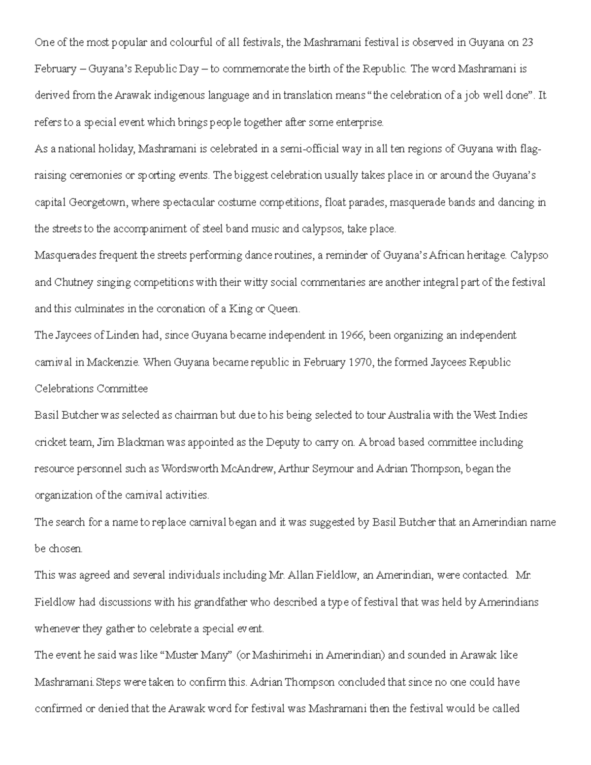 THE Origin OF Mashramani - One of the most popular and colourful of all ...