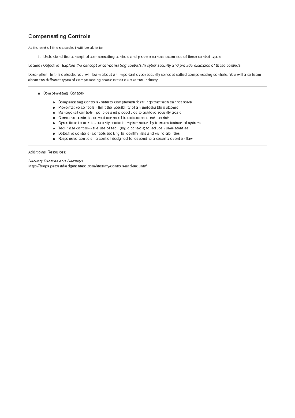 Comptia cysa2 1 3 1 compensating controls - Compensating Controls At ...