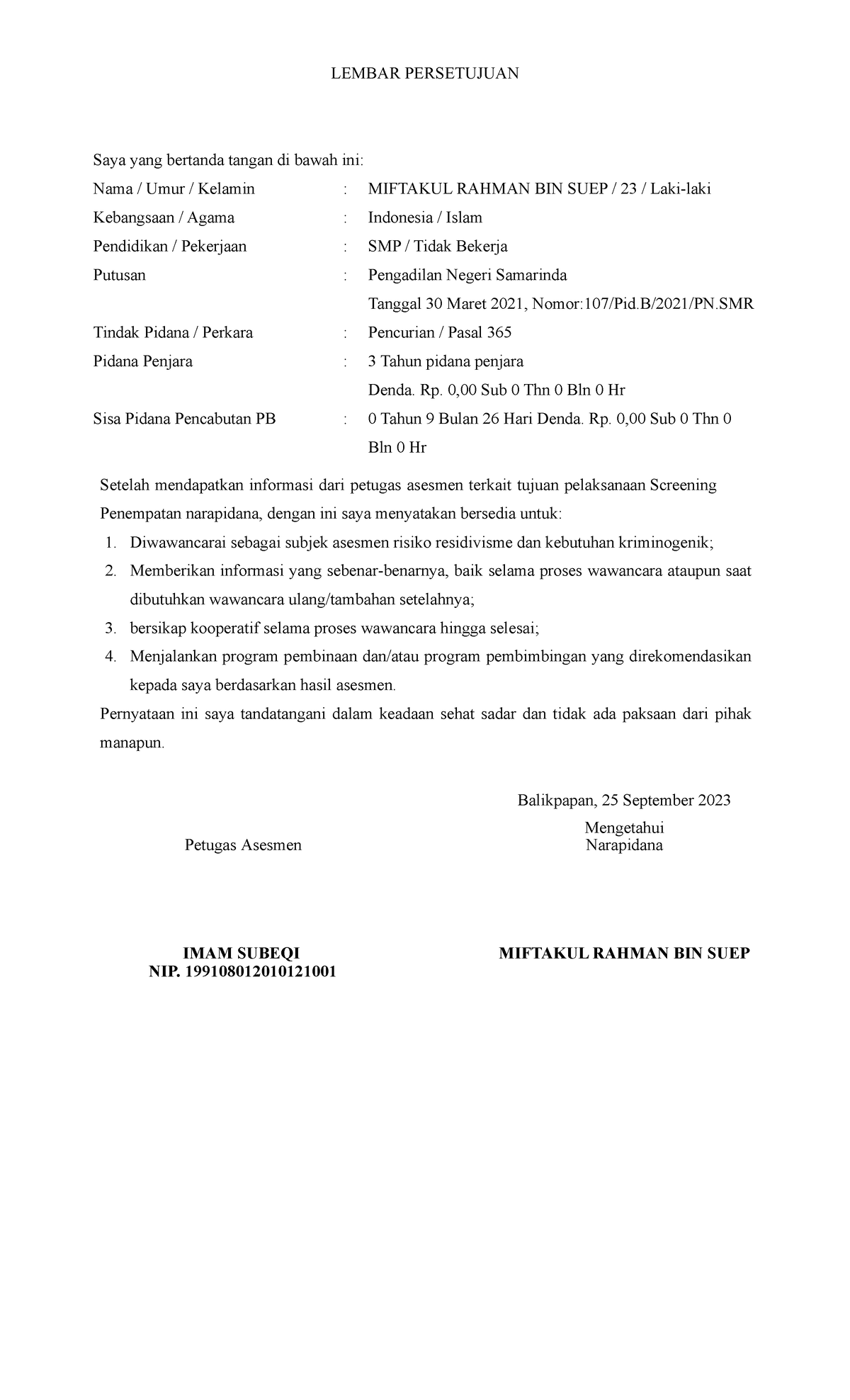 Master Lembar Persetujuan ISPN Manual - LEMBAR PERSETUJUAN Saya yang bertanda tangan di bawah ...