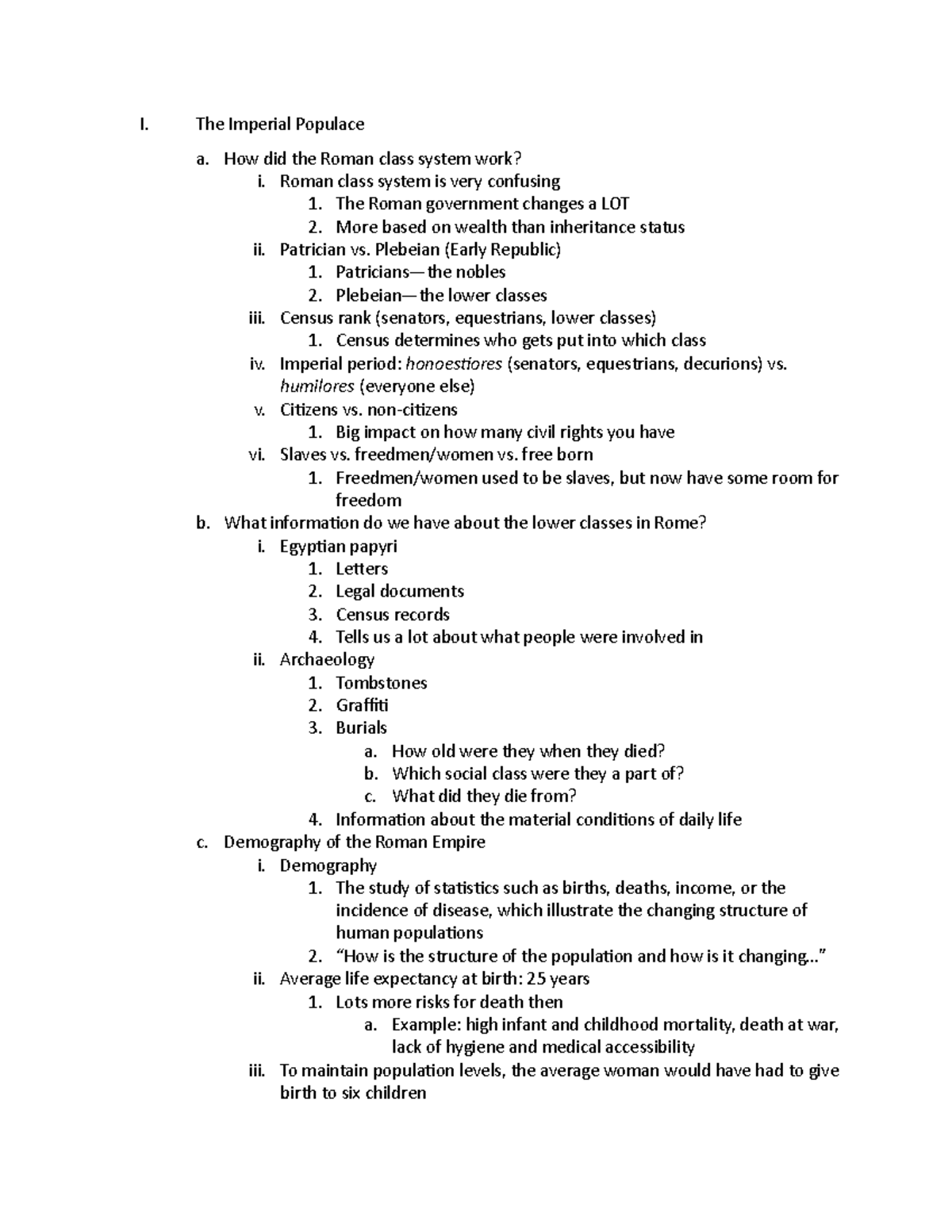 The Imperial Populace - I. The Imperial Populace a. How did the Roman ...