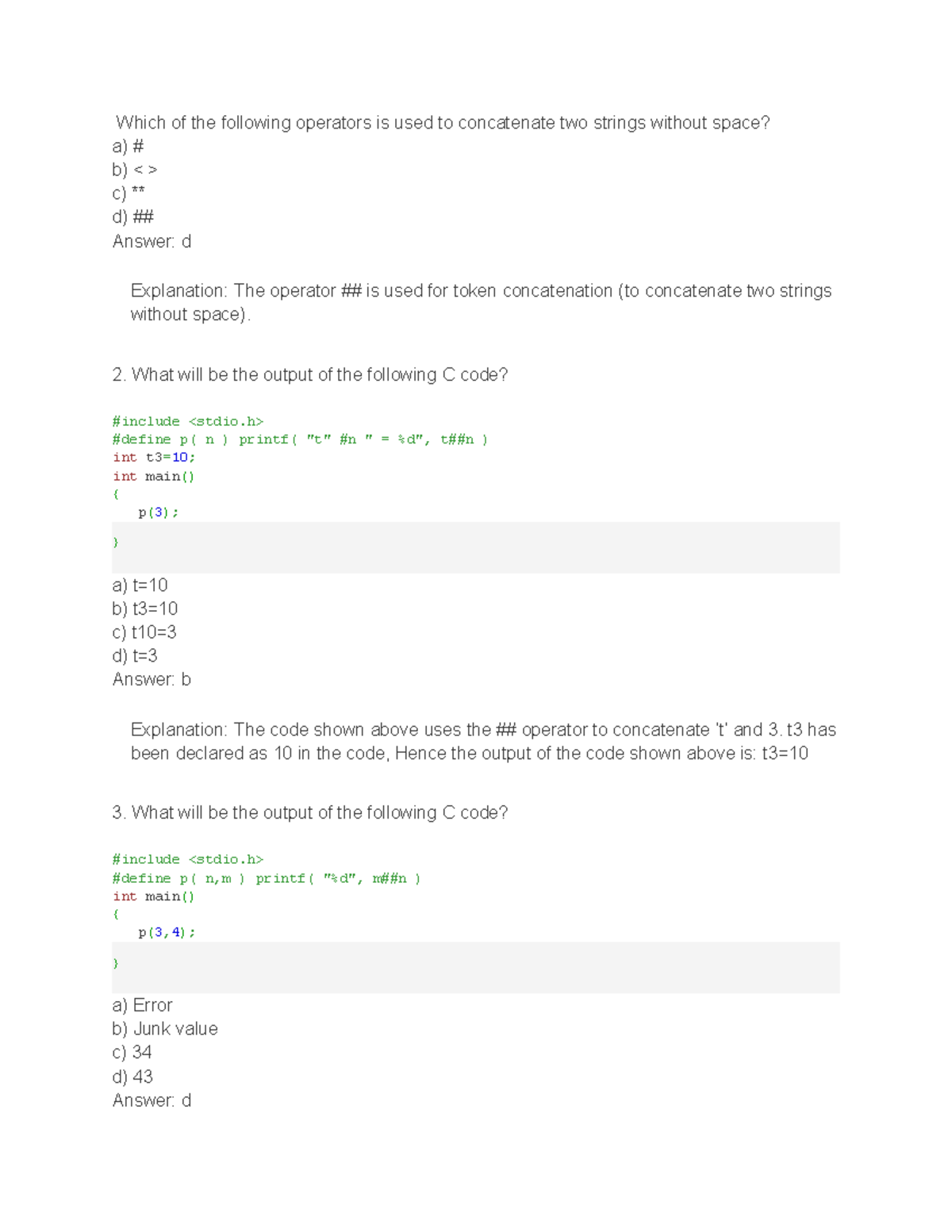 C programming - Which of the following operators is used to concatenate ...