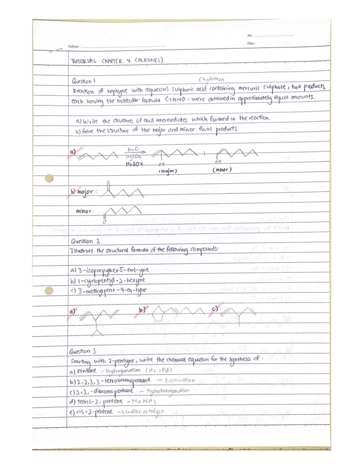 Tutorial 4 CHM258 (jawapan) - Fundamental of Organic Chemistry - Studocu
