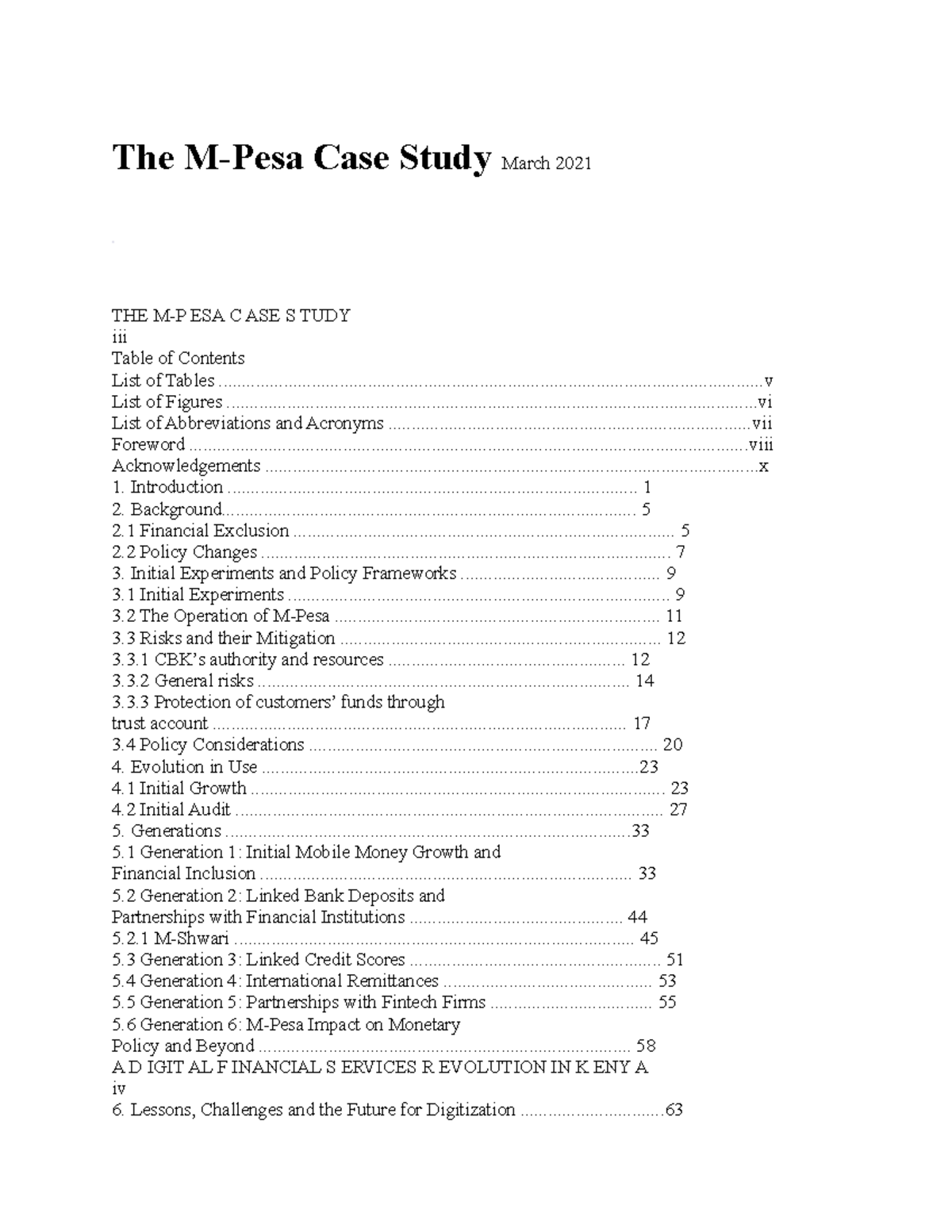 M-PESA - ewfw - The M-Pesa Case Study March 2021 THE M-P ESA C ASE S ...