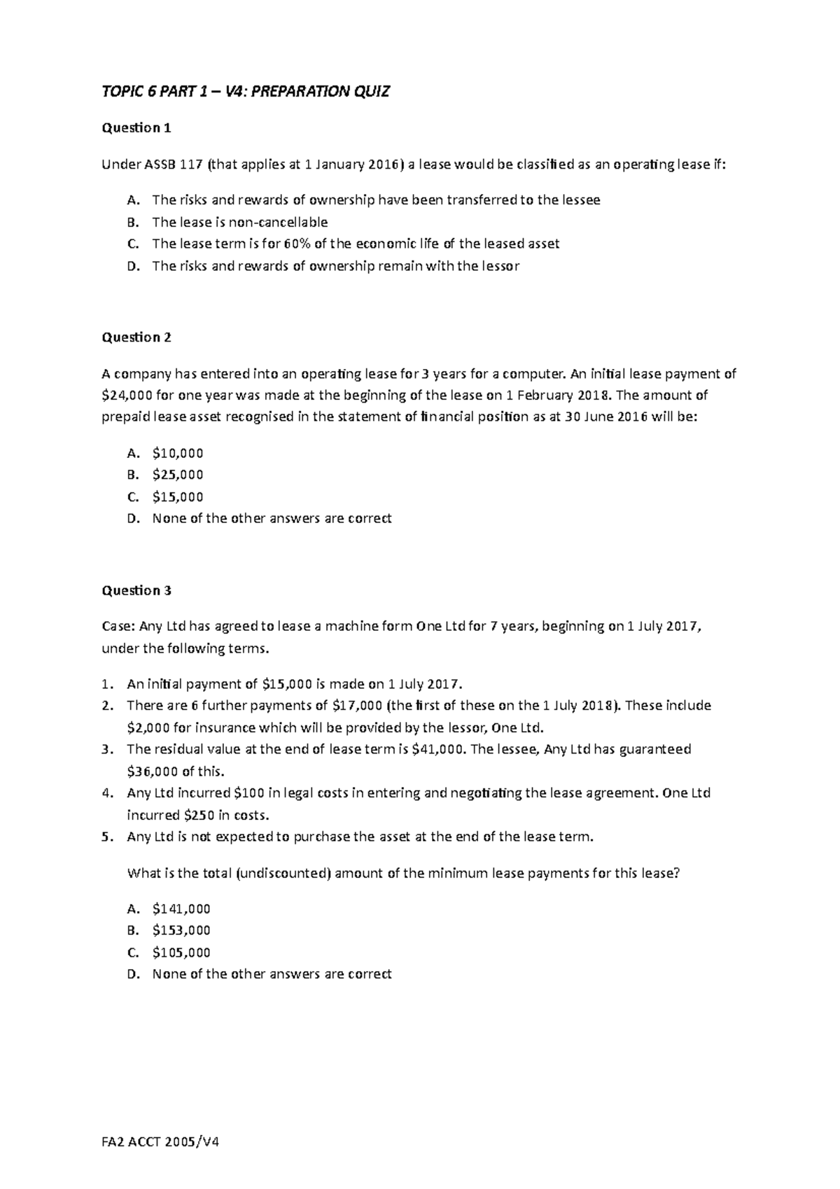 Topic 6 Part 1 - Week 6 Inclass Quiz - TOPIC 6 PART 1 – V4: PREPARATION ...