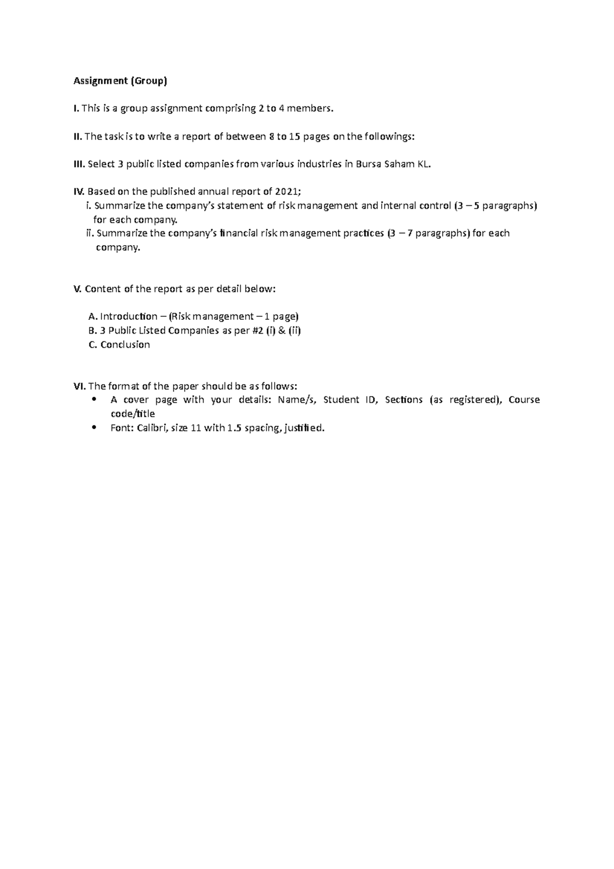 Assignment (Group) - This is a group assignment comprising 2 to 4 ...