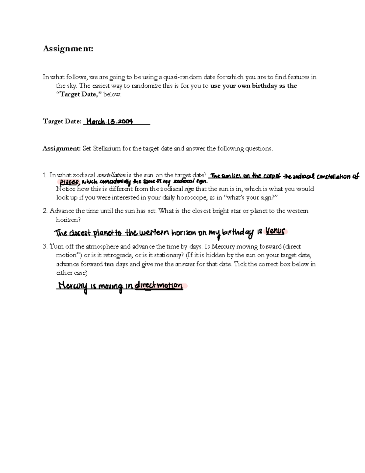 Astronomy Assignment - Assignment: In what follows, we are going to be ...