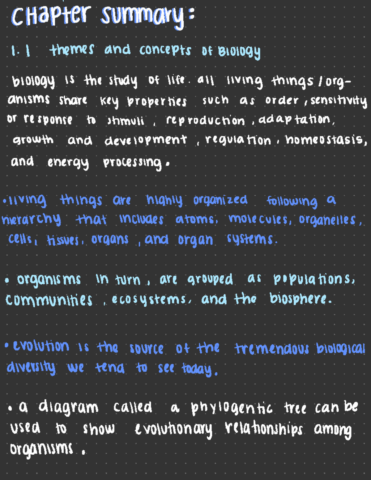 Introduction To Biology Chapter Summary - BIOL 041 - Studocu