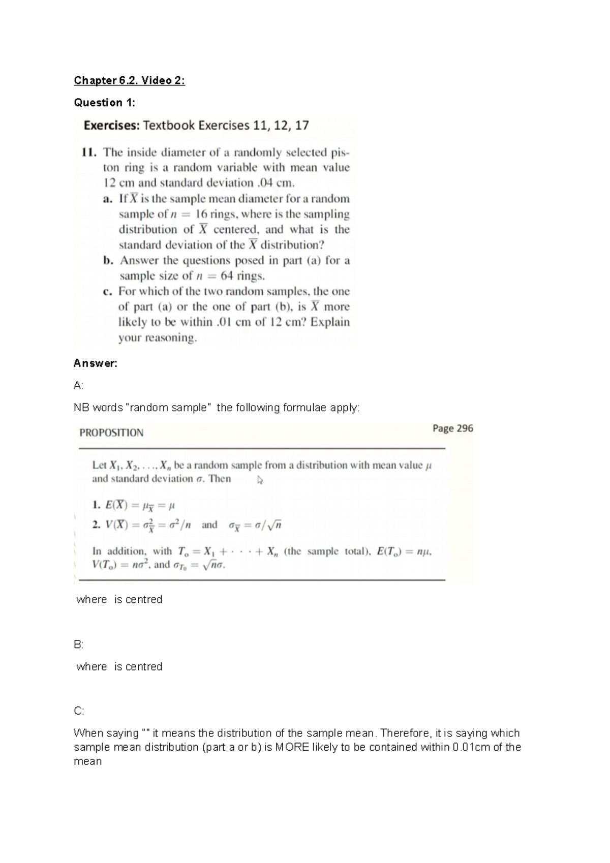 6.2 video 2 - Summaries of the course material. I do not own any of the ...