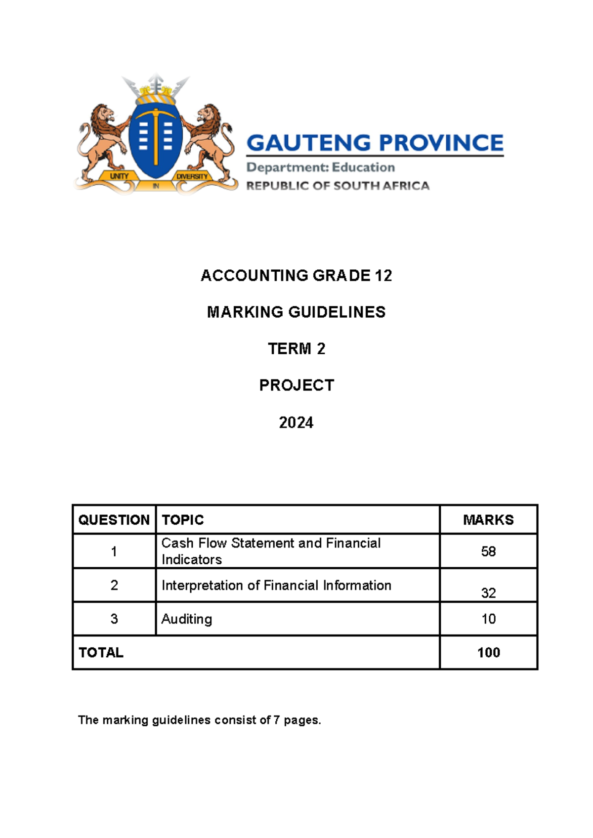 2024 Grade 12 Project - MG Refined - ACCOUNTING GRADE 12 MARKING ...