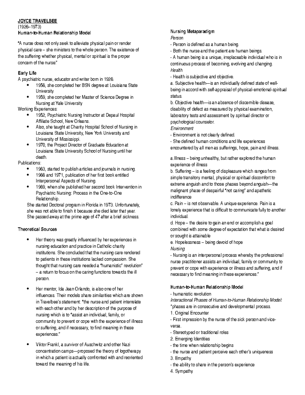 Joyce Travelbee - Dorothy Johnson - JOYCE TRAVELBEE (1926–1973) Human ...