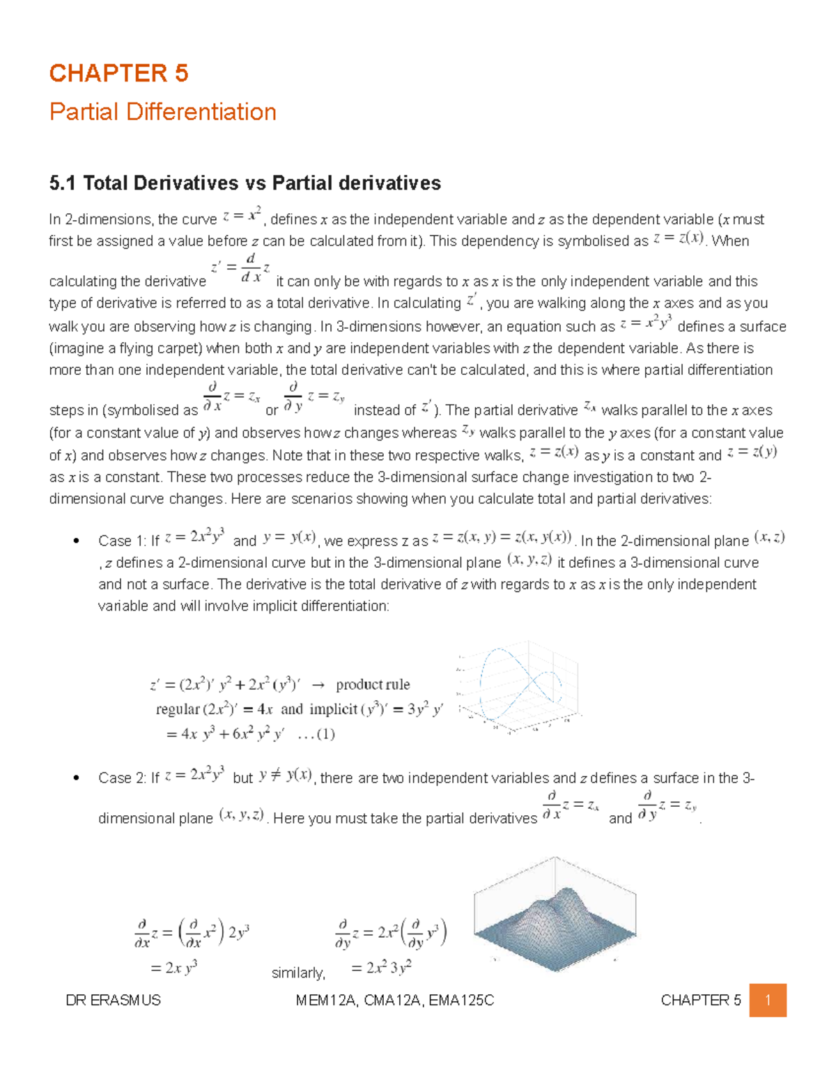 M2 Chapter 5 - differentiation in terms of time - CHAPTER 5 Partial Differentiation 5 Total ...