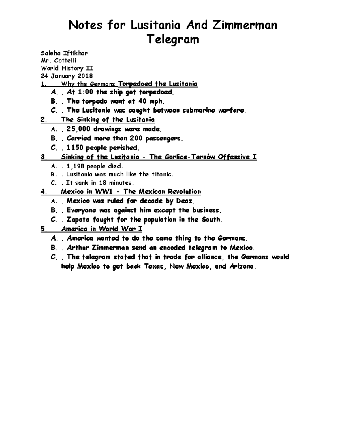 Saleha Iftikhar - notes for Lusitania and Zimmermann telegraph - Google ...