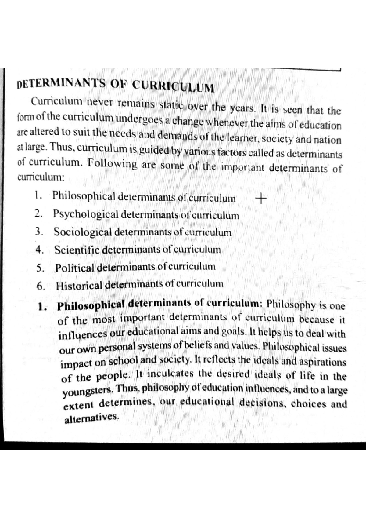 Determint of curriculum and core curriculum - DETERMINANTS OF ...