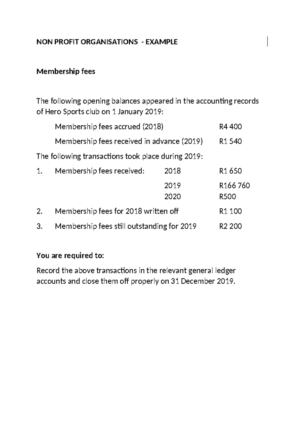 Membership fees explanation - NON PROFIT ORGANISATIONS - EXAMPLE ...