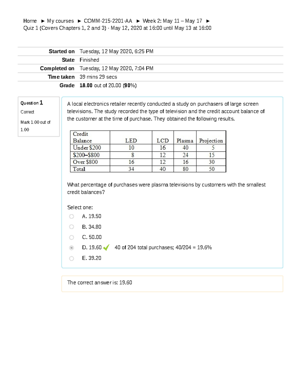 Quiz 1 Comm 215 - chapter 1, 2, and 3 quiz - Home My courses COMM-215 ...
