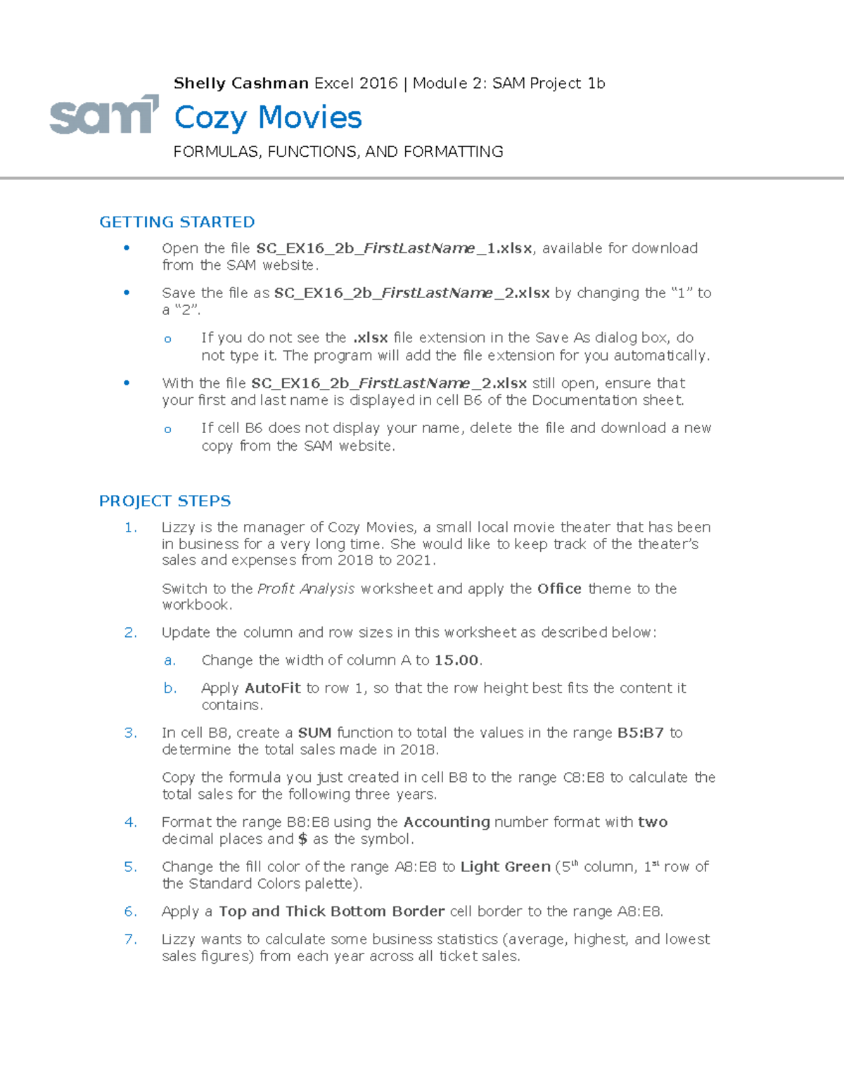 Instructions SC EX16 2b - Cozy Movies FORMULAS, FUNCTIONS, AND ...