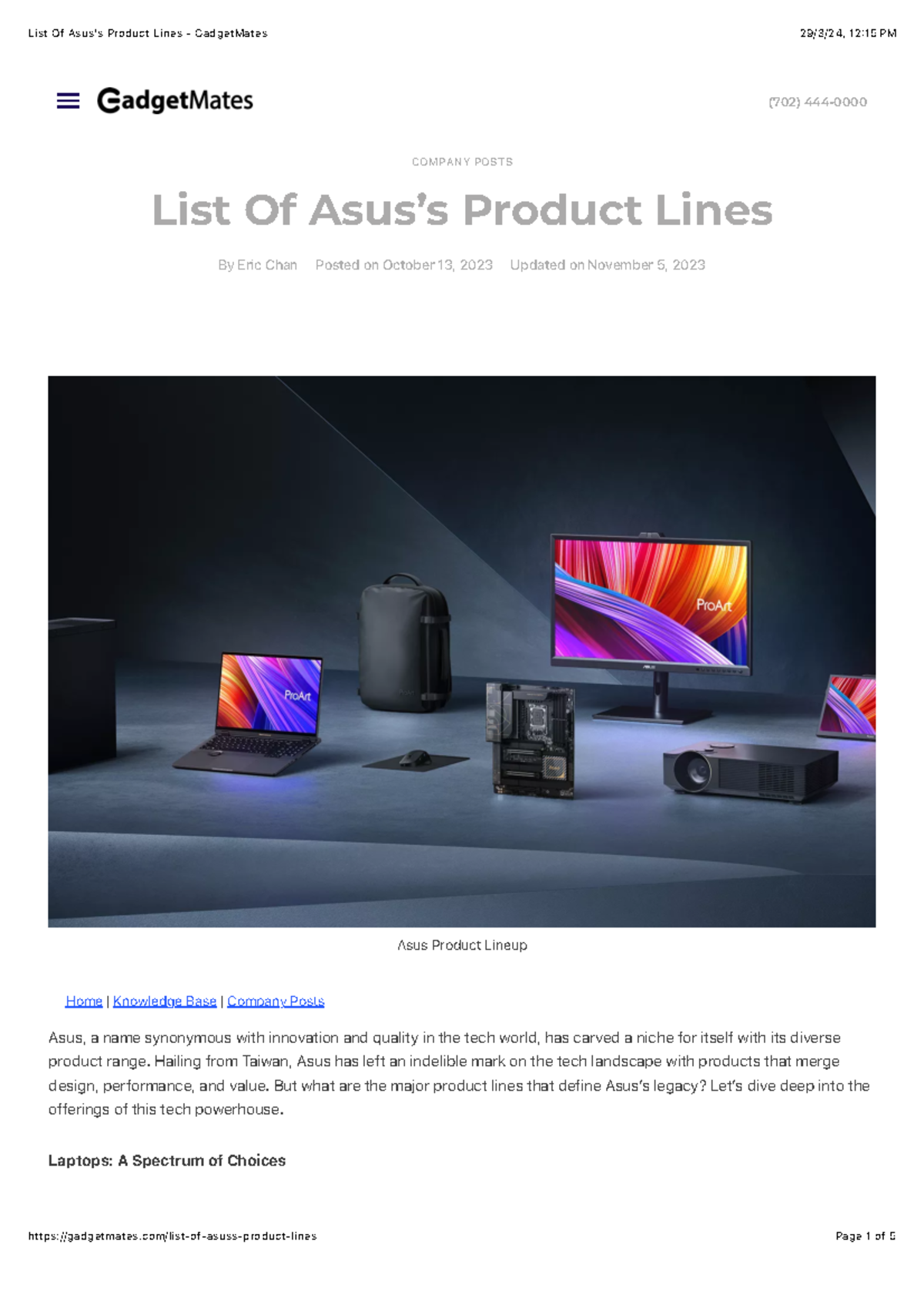 List Of Asus's Product Lines - Gadget Mates - COMPANY POSTS List Of ...