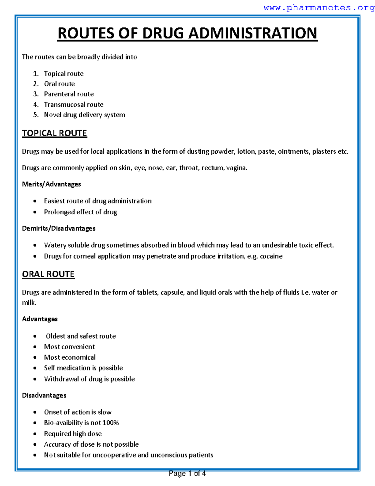 3 Routes OF DRUG Administration - ROUTES OF DRUG ADMINISTRATION The ...