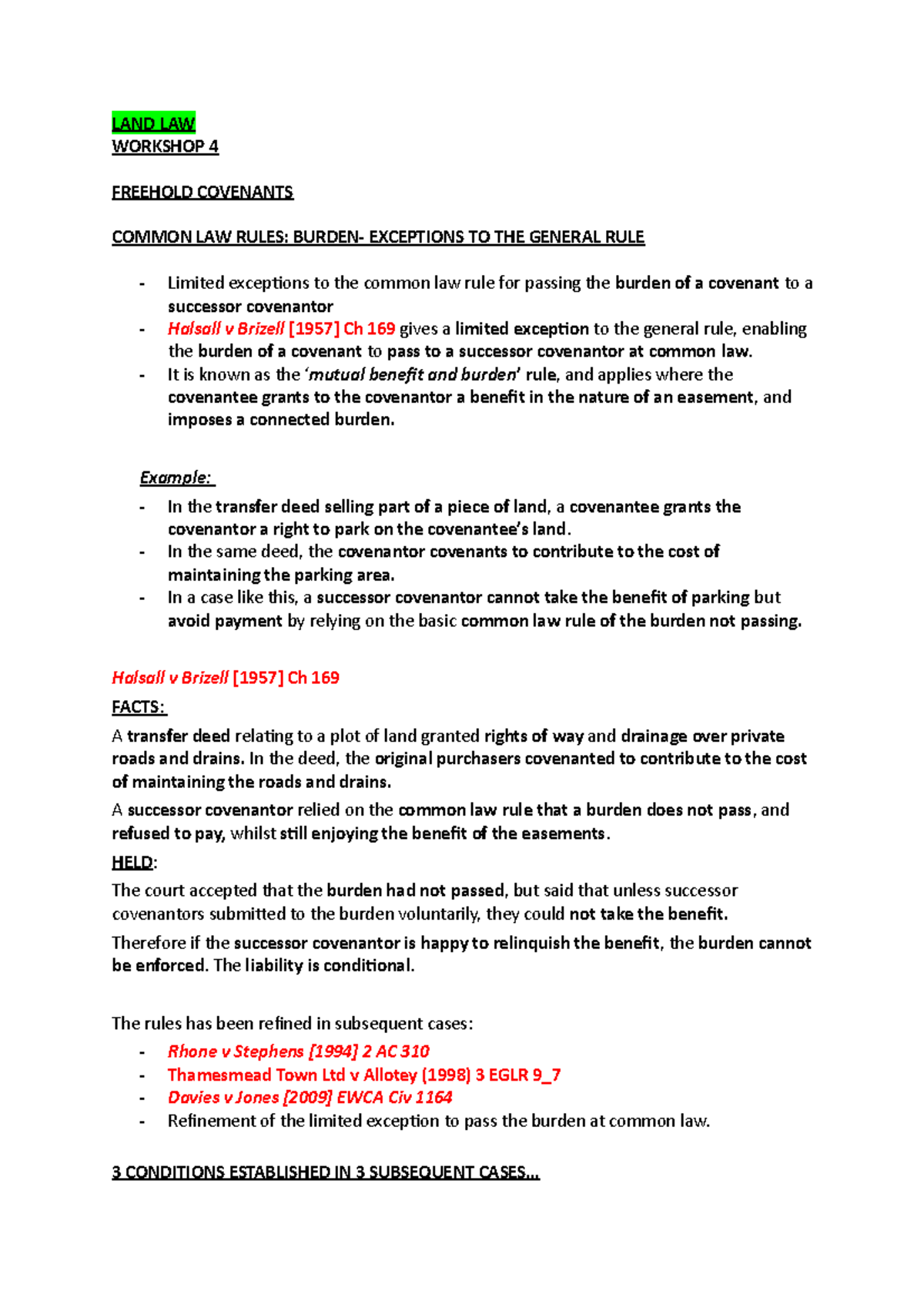 Common LAW Rules- Burden- Exceptions TO THE General RULE - LAND LAW ...