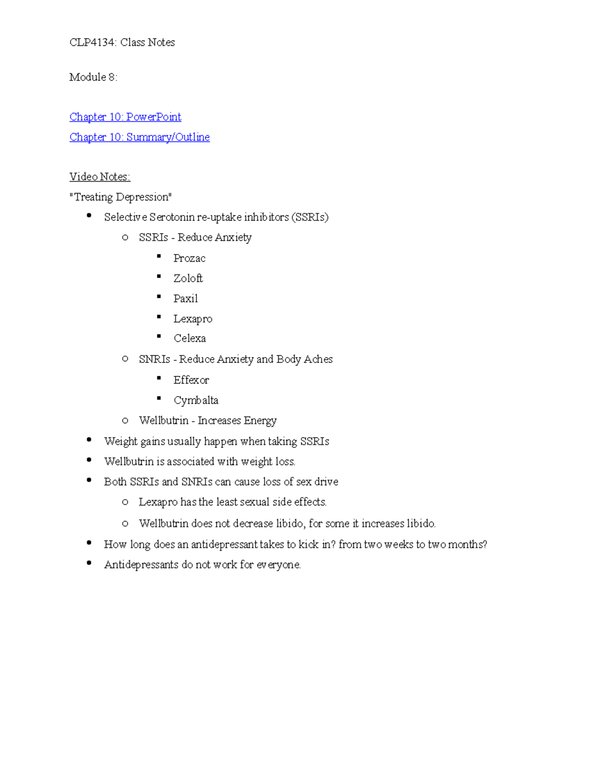 CLP4134-Module 8Notes - CLP4134: Class Notes Module 8: Chapter 10 ...