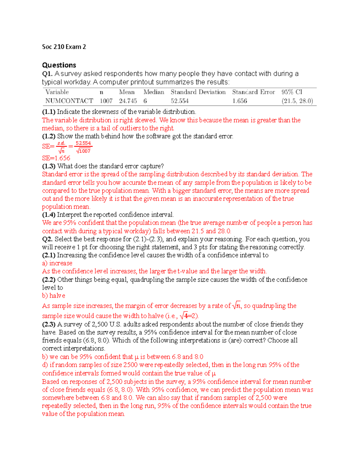 Soc 210 Exam 2 - Exam 2 Open Note/ Open Everything - Soc 210 Exam 2 ...