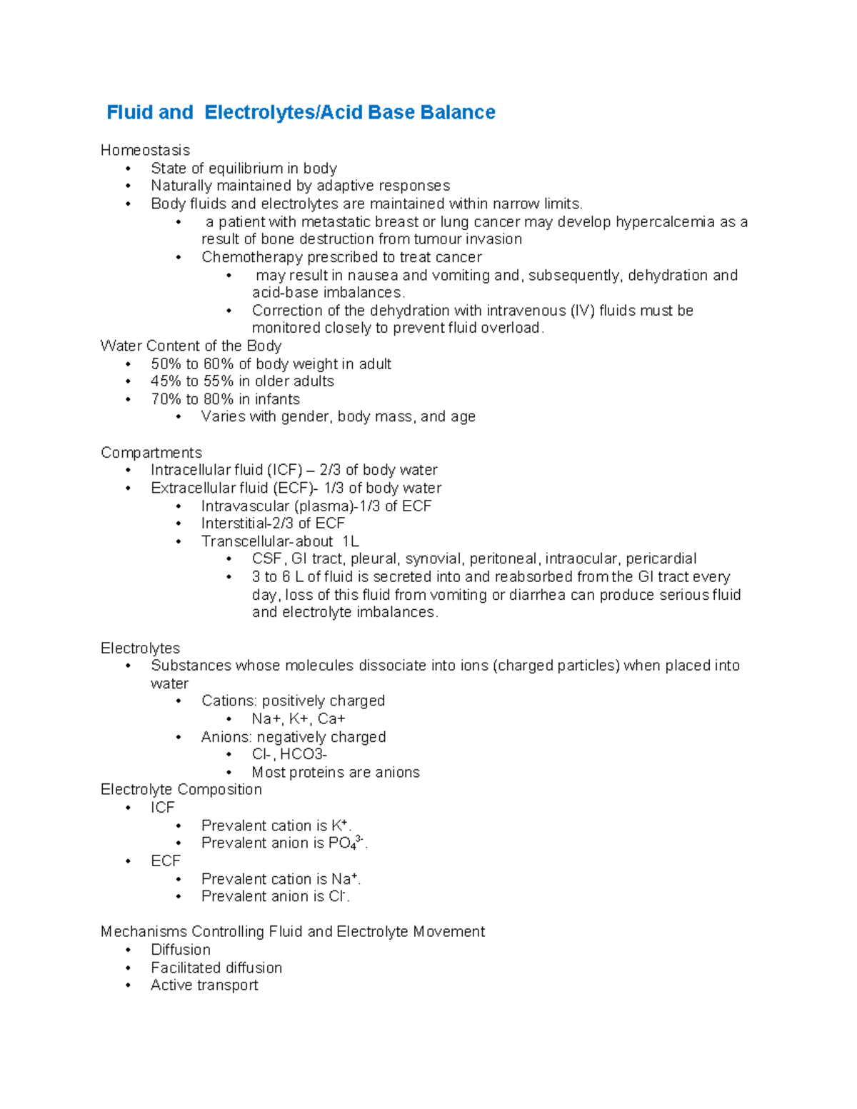 Fluid and Electrolytes:Acid base - Fluid and Electrolytes/Acid Base ...