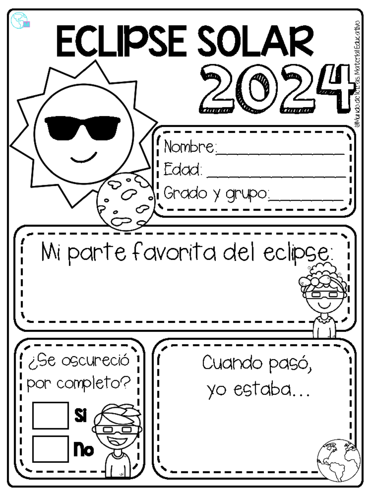 Eclipse 2024 - ECLIPSE SOLAR Nombre:____________ Edad ...