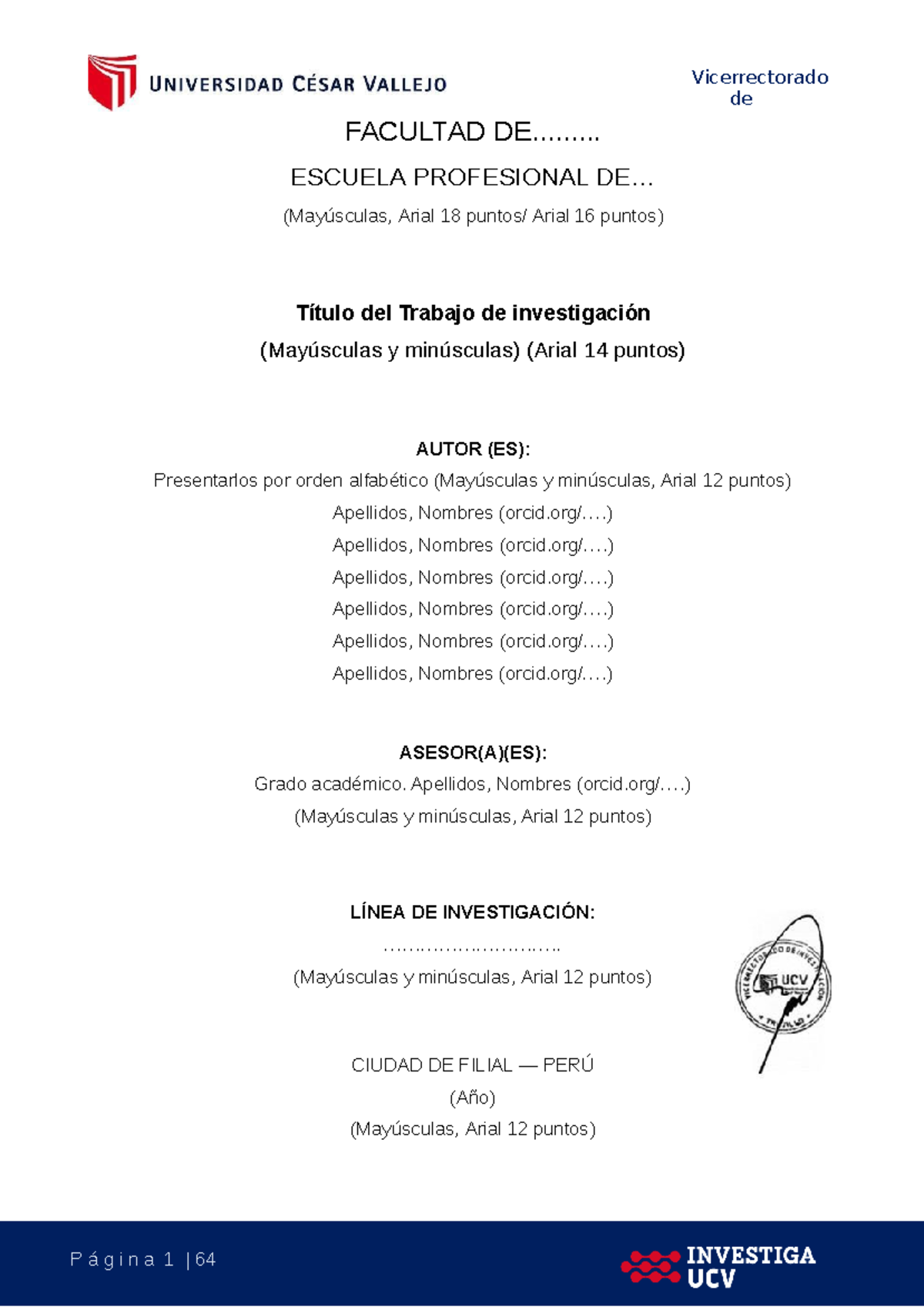 Esquema PARA LA Presentación DEL Informe Parte 1 - FACULTAD DE ...