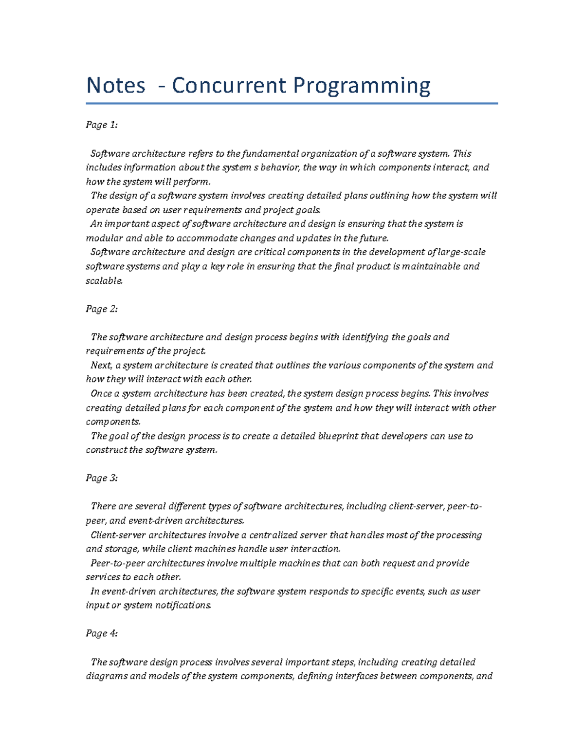 Lecture Notes Concurrent Programming Notes Concurrent Programming