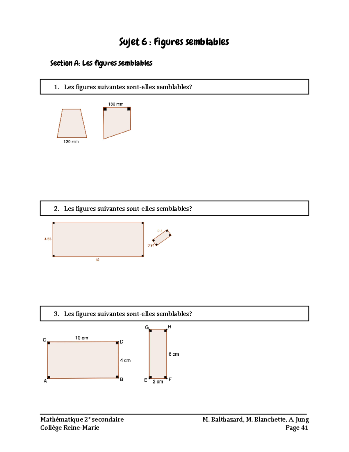 12.Figures semblables Nd C - Sujet 6 : Figures semblables Section A ...