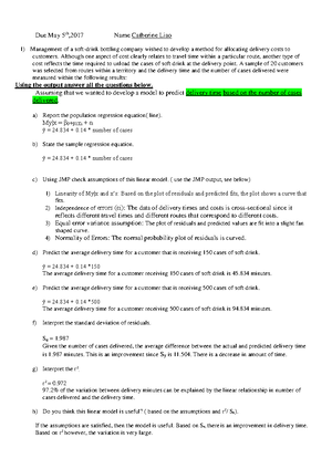 STAT 252 Practice Midterm 1 Answers - STAT 252 Practice Midterm Problem 1: 1. The null ...