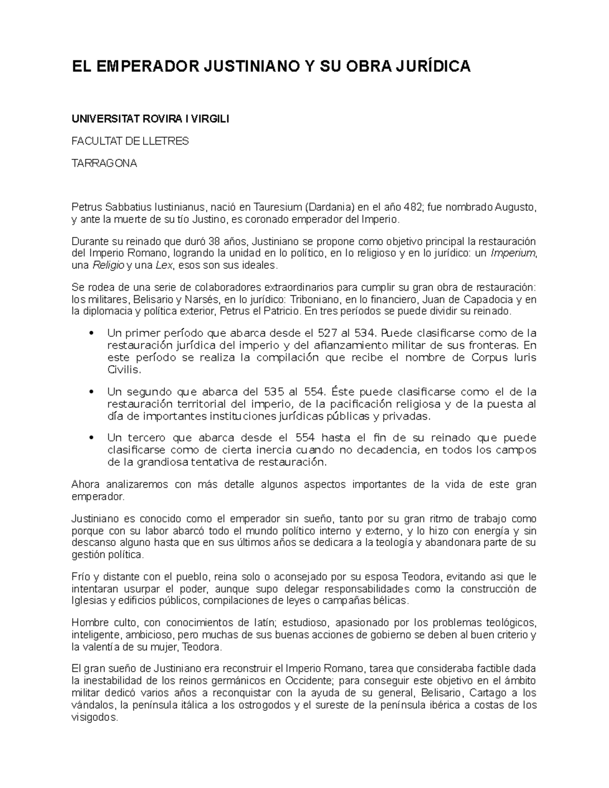 El Emperador Justiniano y su obra juridica, Univ. de Tarragona - EL ...