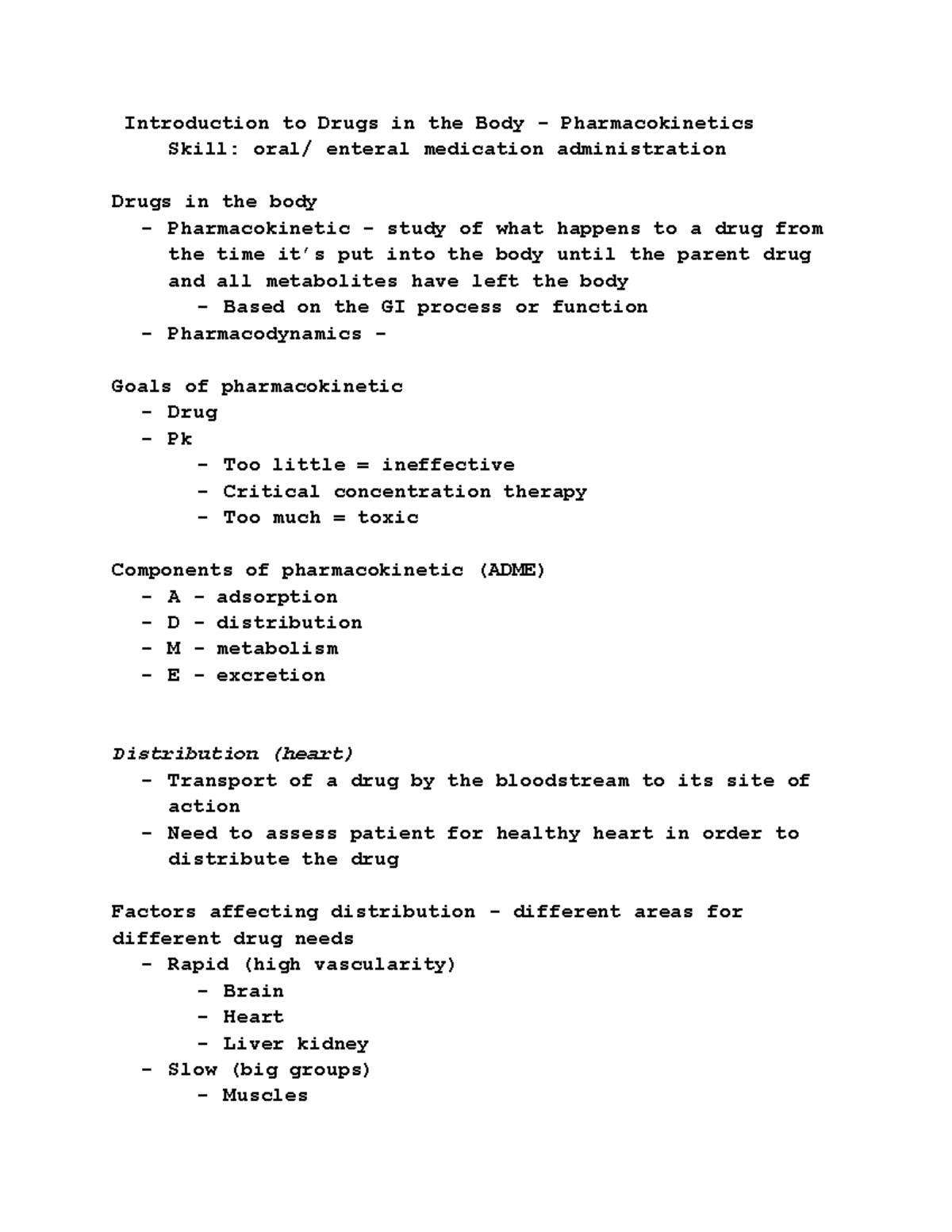 Drugs Processed Through the Body (ABC) Notes - Introduction to Drugs in ...