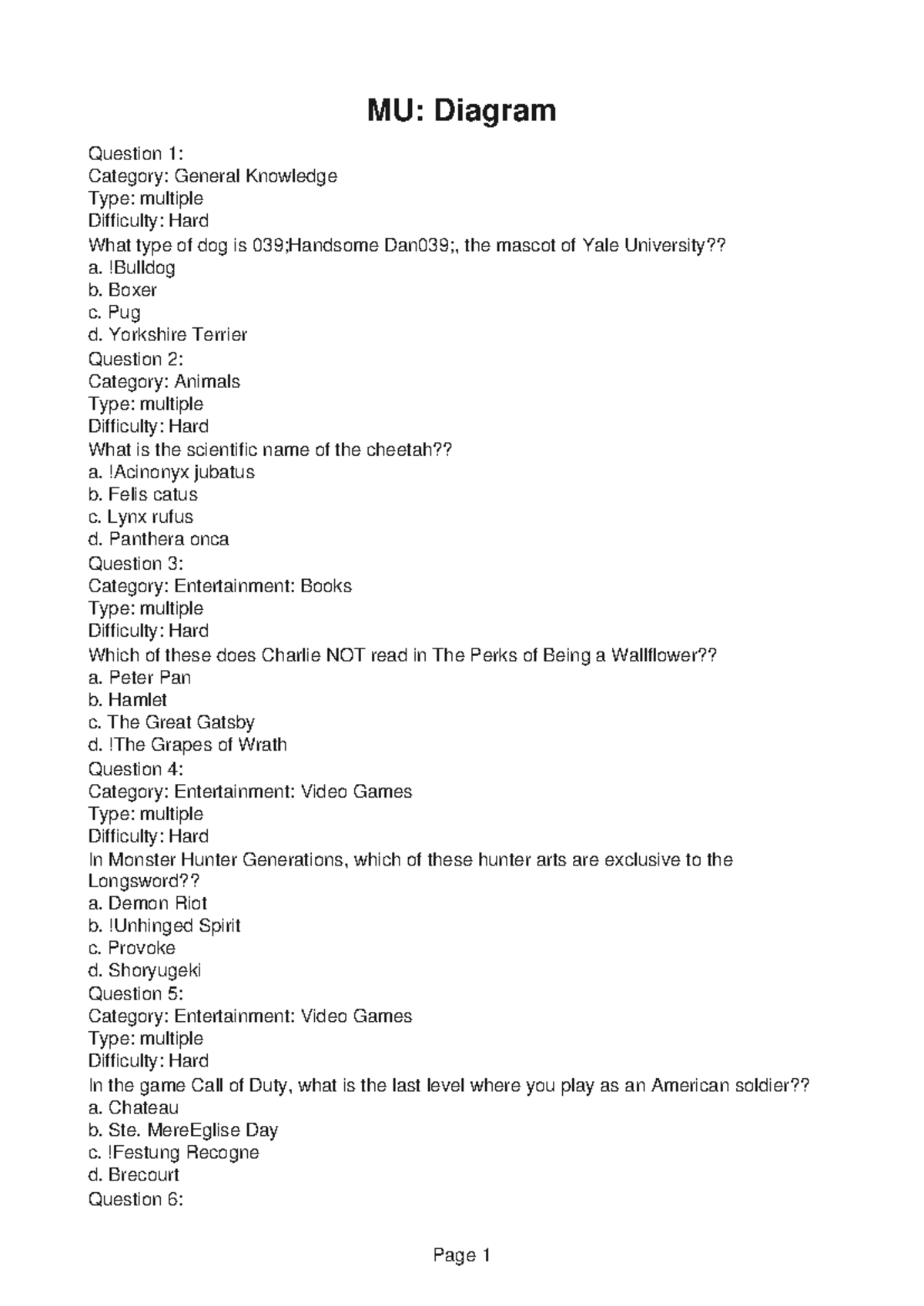 MU152 Demonstration 1 - MU: Diagram Question 1: Category: General Knowledge Type: multiple - Studocu