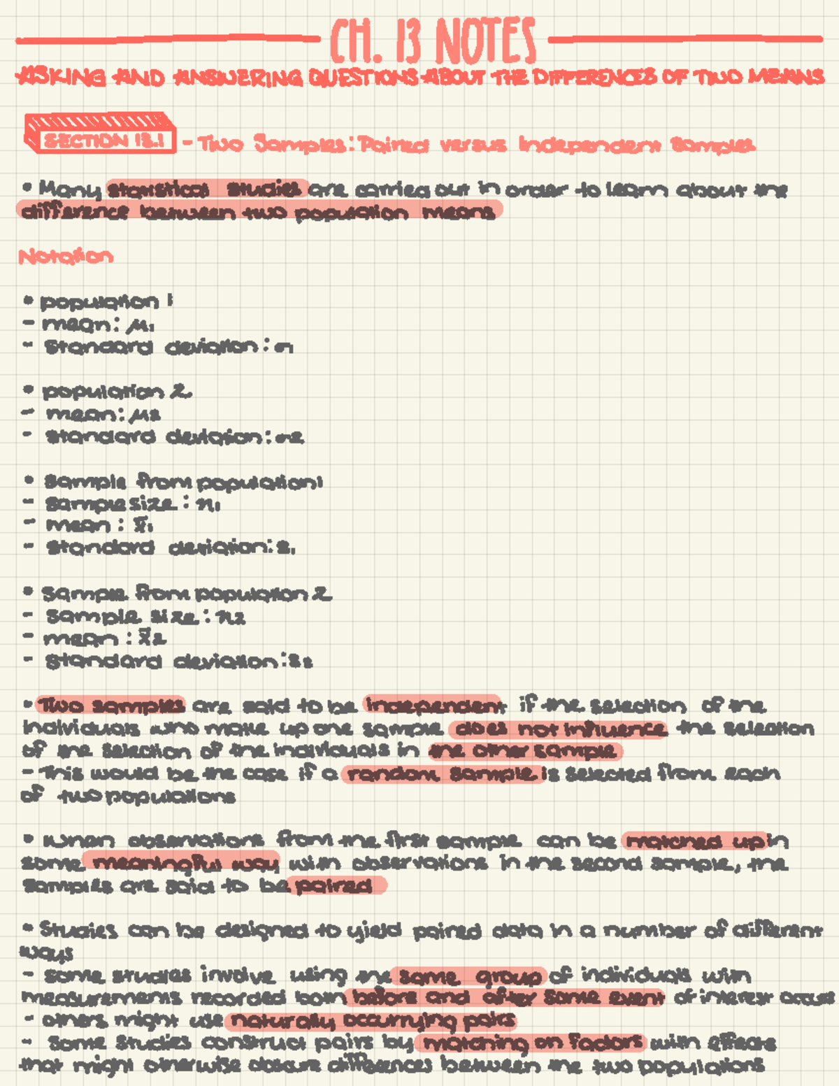 Statistics Ch. 13 Notes - Clt . 13 NOTES ASKING AND ANSWERING QUESTIONS ...