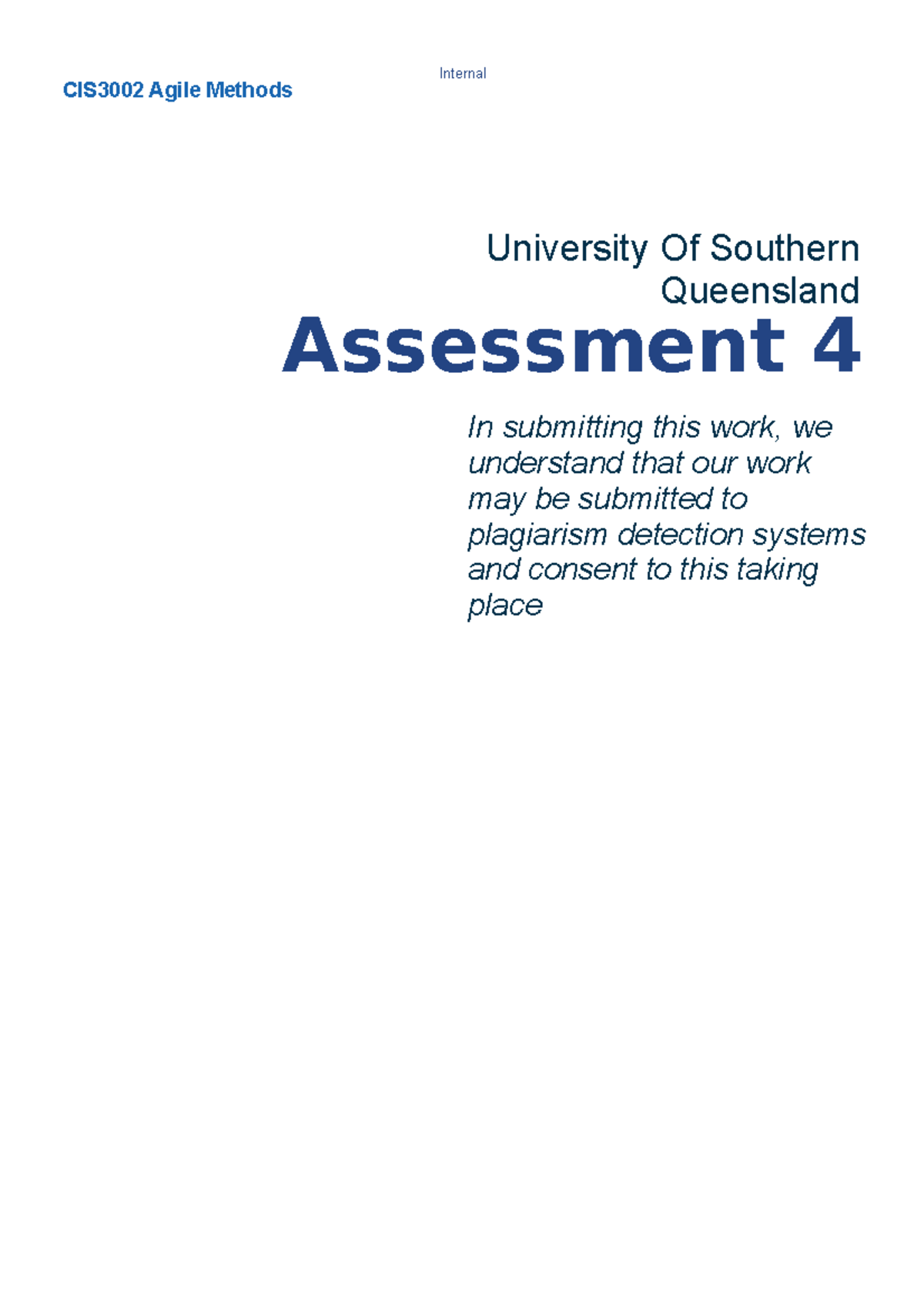 Assessment 4 Problem Solving A2 of 2 Submitted - CIS3002 - USQ - Studocu